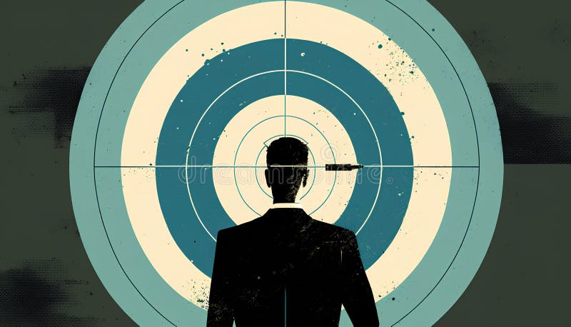 Businessman Looking at the Target. Targeting Concept. Vector ...