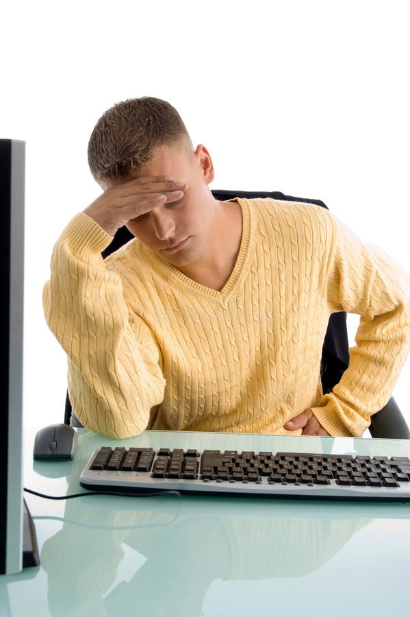 Businessman looking tired stock photo. Image of sitting - 7420000