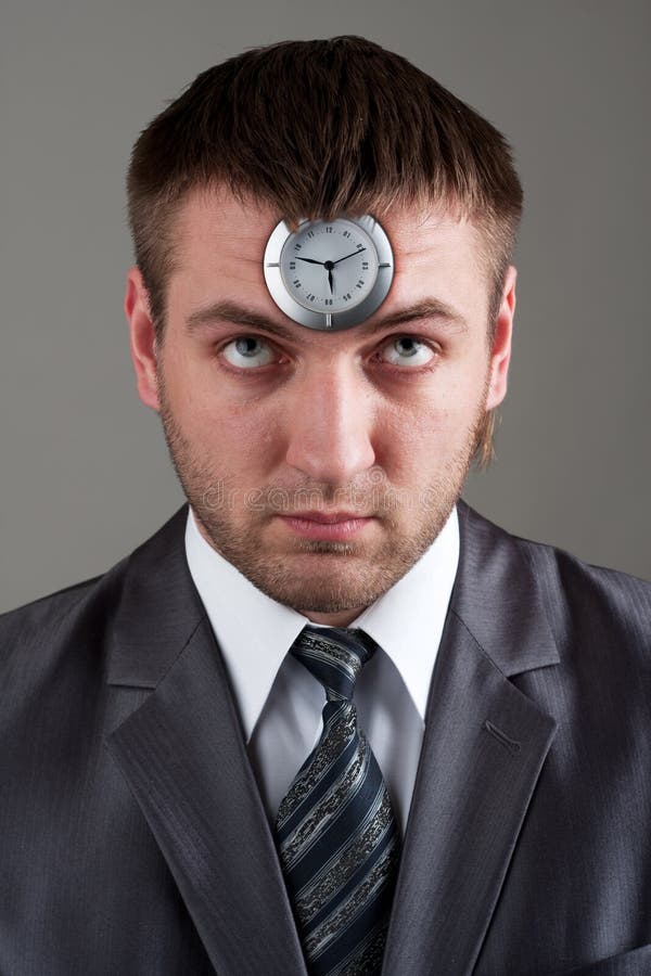 Businessman Looking To Clock in Head Stock Image - Image of collar ...