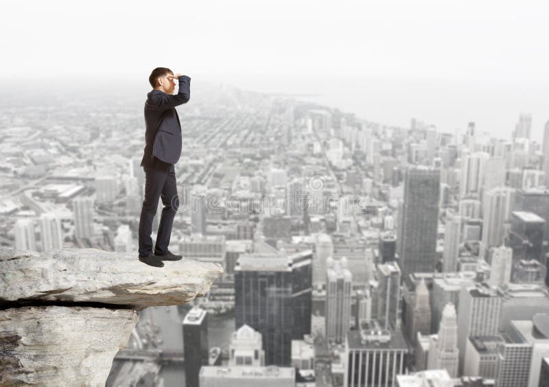 Businessman Looking To the Future Stock Photo - Image of skyscraper ...