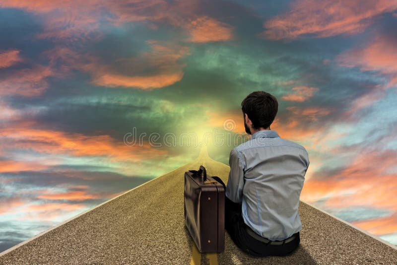 Businessman Looking To the Future at Sunset Stock Photo - Image of dusk ...