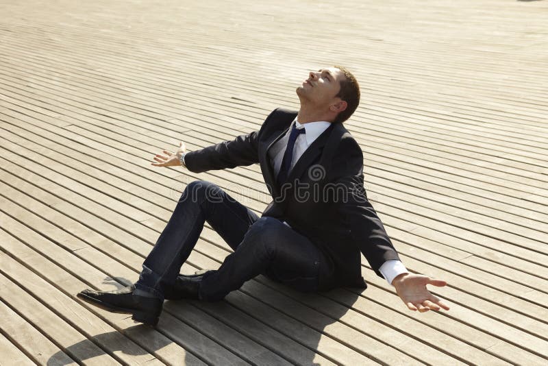 Businessman Looking Up for Something Stock Image - Image of looking ...