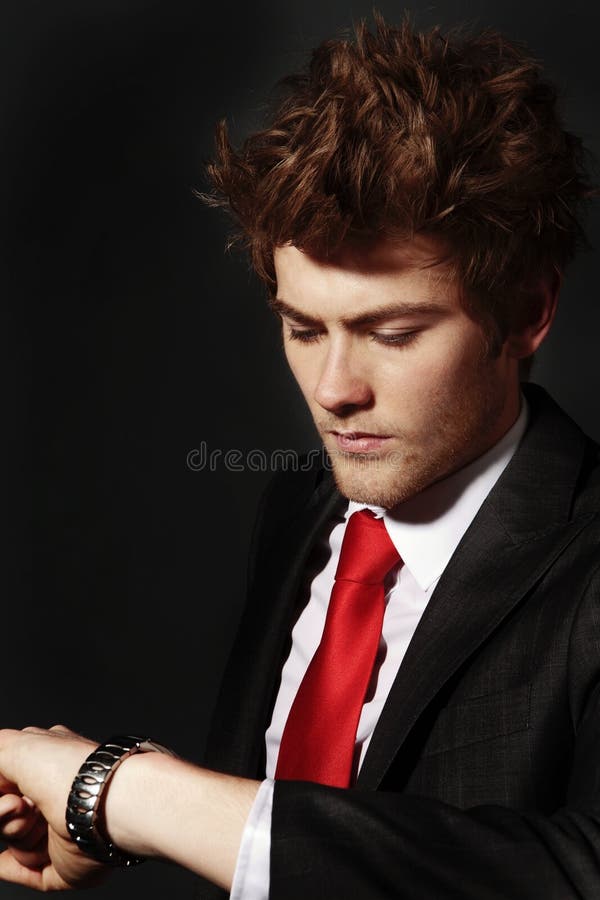 Businessman Looking at Watch Stock Image - Image of checking, watch ...