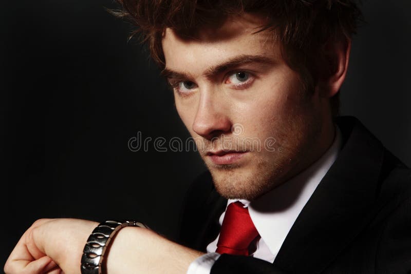 Businessman Looking at Watch Stock Image - Image of punctuality ...