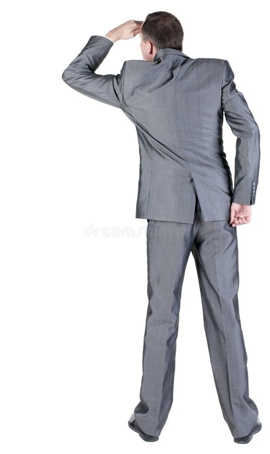 Businessman Looks Ahead. Rear View Stock Photo - Image of suit, looking ...