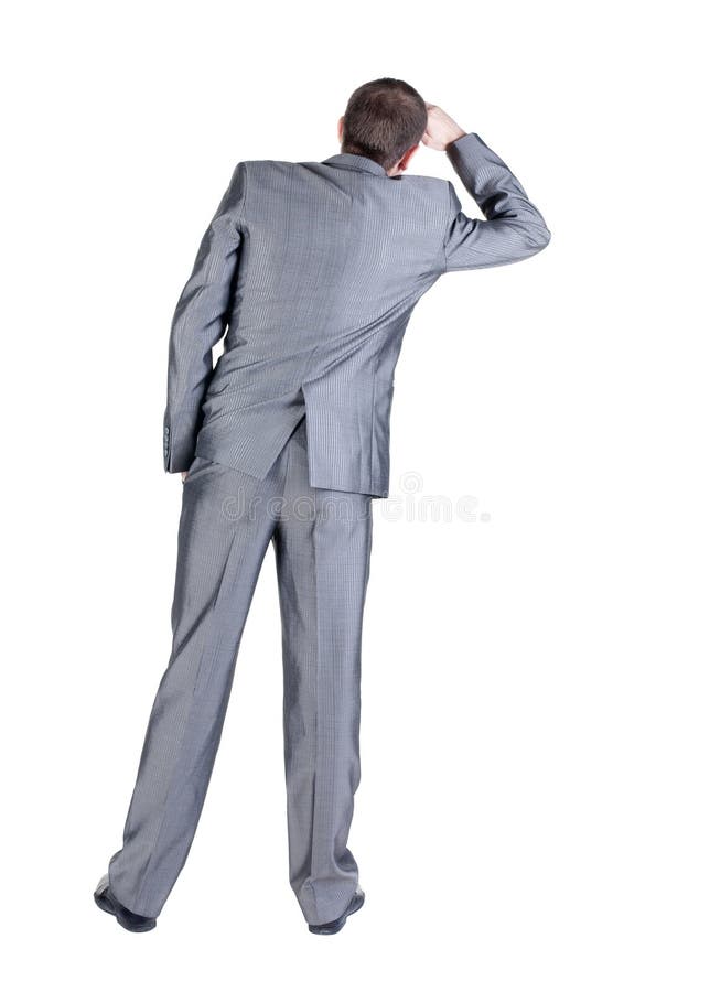 Businessman Looks Ahead. Rear View Stock Photo - Image of business ...