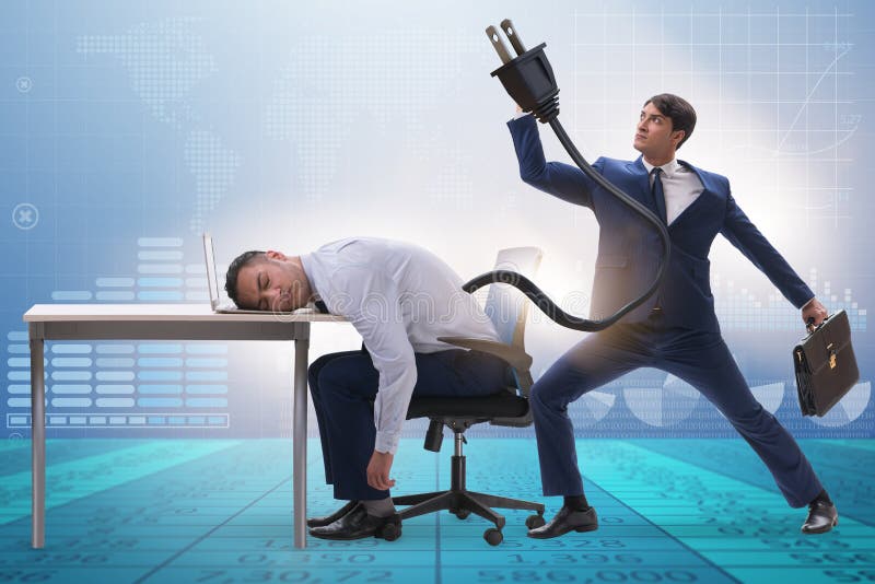 Businessman Losing Energy To Work Stock Image - Image of energetic ...