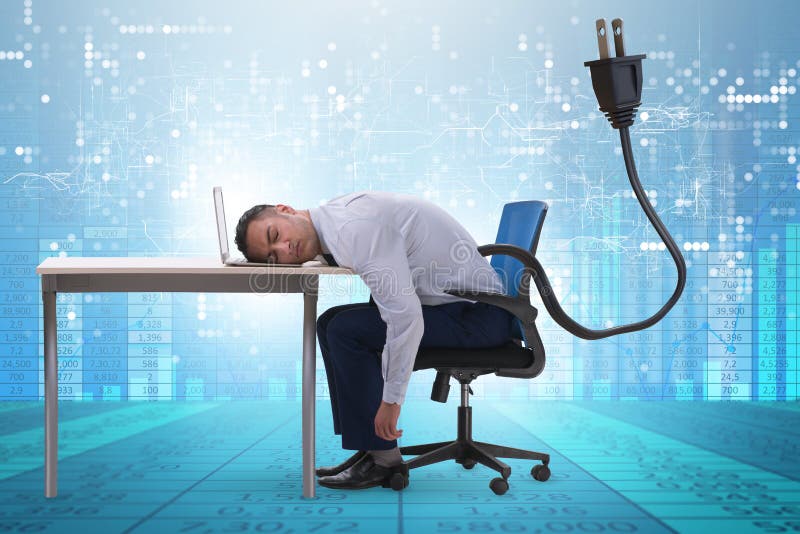 Businessman Losing Energy To Work Stock Photo - Image of exhausted ...