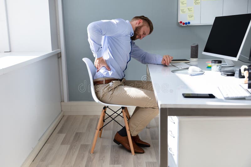 Businessman with Lower Back Ache Stock Image - Image of tired, male ...