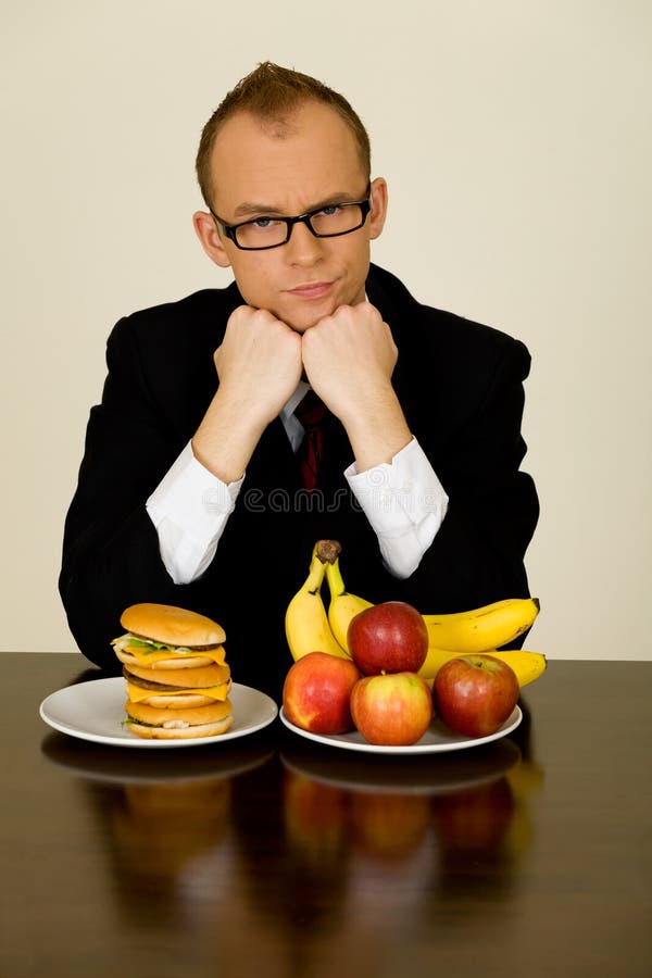 Businessman at lunch stock photo. Image of bananas, glasses - 25678408