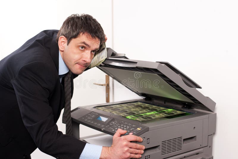 Handsome Young Man Using a Copy Machine Stock Image - Image of ...