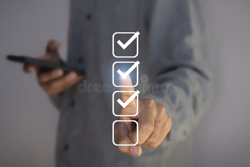 Businessman Makes Check Mark in Square Box, Concept of Quality Inspection, Selection, Approval ...