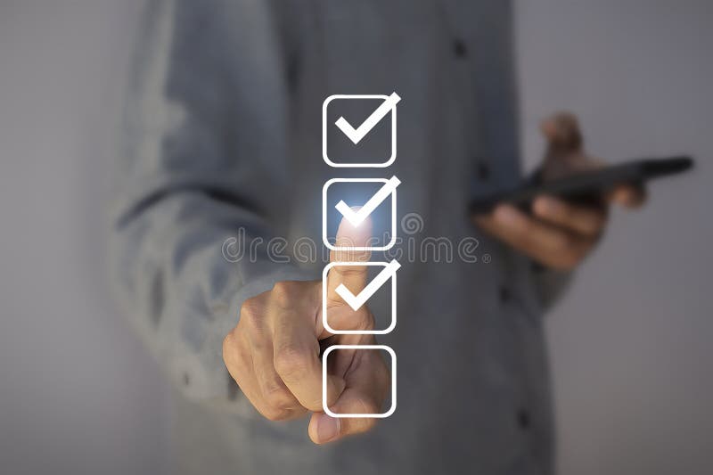 Businessman Makes Check Mark in Square Box, Concept of Quality ...