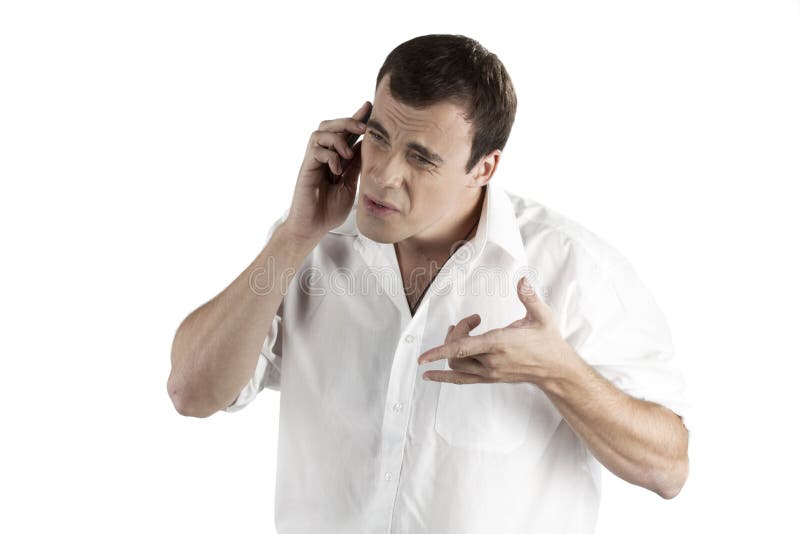Businessman Makes a Difficult Phone Call Stock Photo - Image of abuse ...