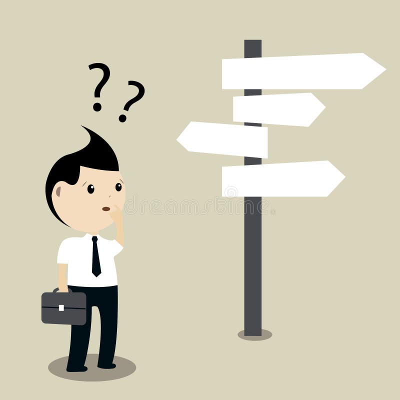 Businessman Making a Choice Stock Vector - Illustration of road, career ...