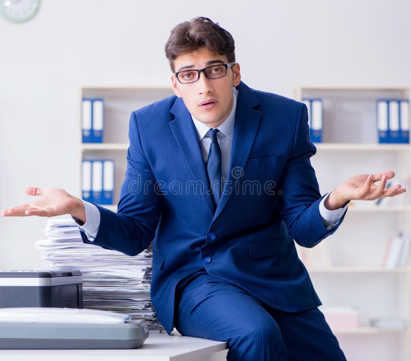 Businessman Making Copies in Copying Machine Stock Image - Image of ...