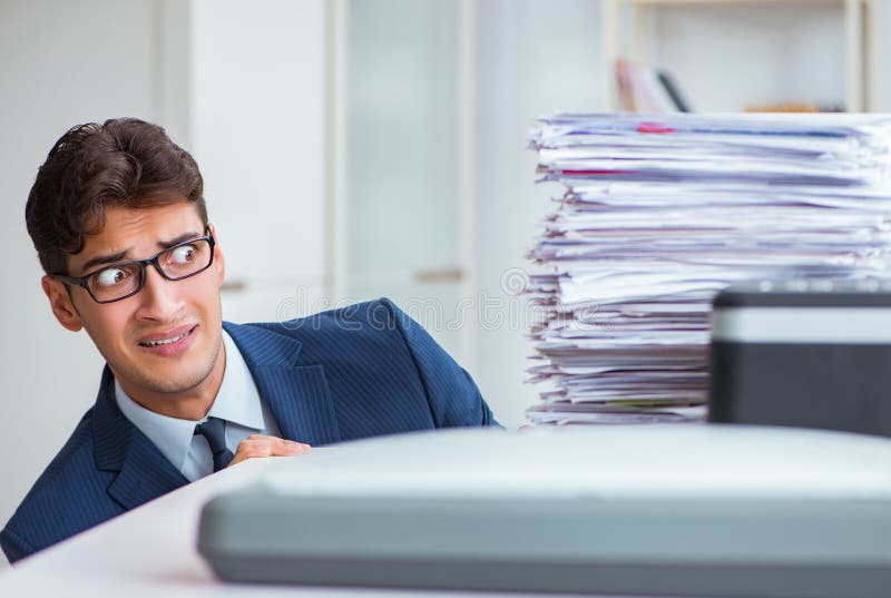 Businessman Making Copies in Copying Machine Stock Photo - Image of ...