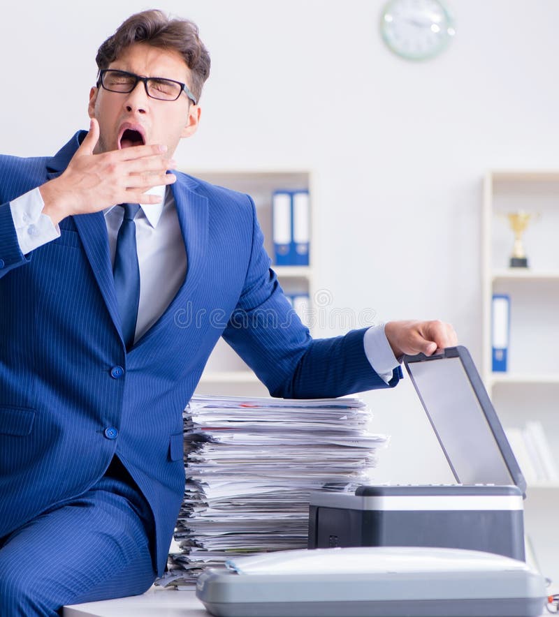Businessman Making Copies in Copying Machine Stock Photo - Image of ...