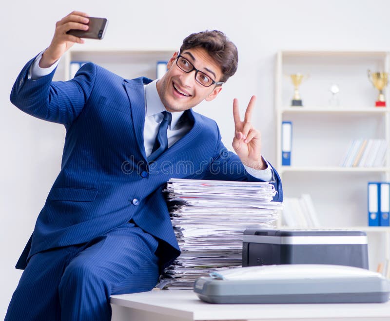 Businessman Making Copies in Copying Machine Stock Image - Image of ...