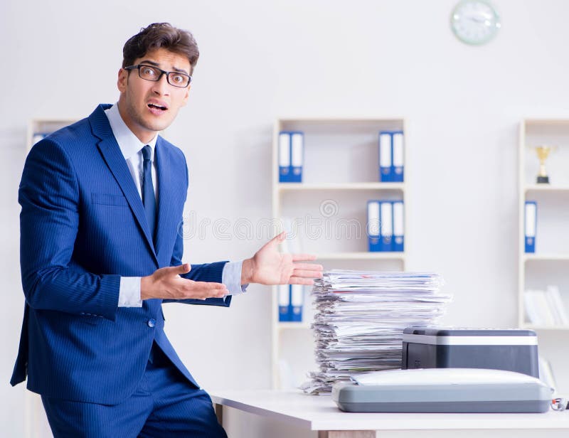 Businessman Making Copies in Copying Machine Stock Photo - Image of ...