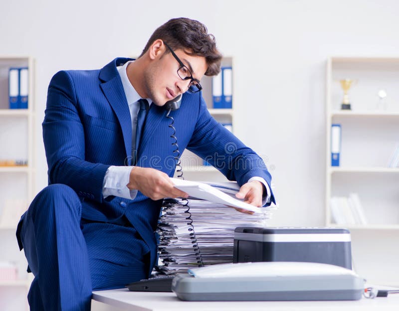 Businessman Making Copies in Copying Machine Stock Photo - Image of ...