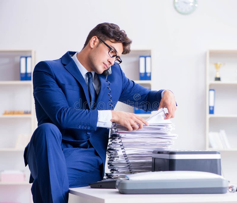 Businessman Making Copies in Copying Machine Stock Image - Image of ...