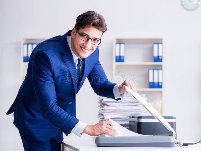 Businessman Making Copies in Copying Machine Stock Image - Image of ...