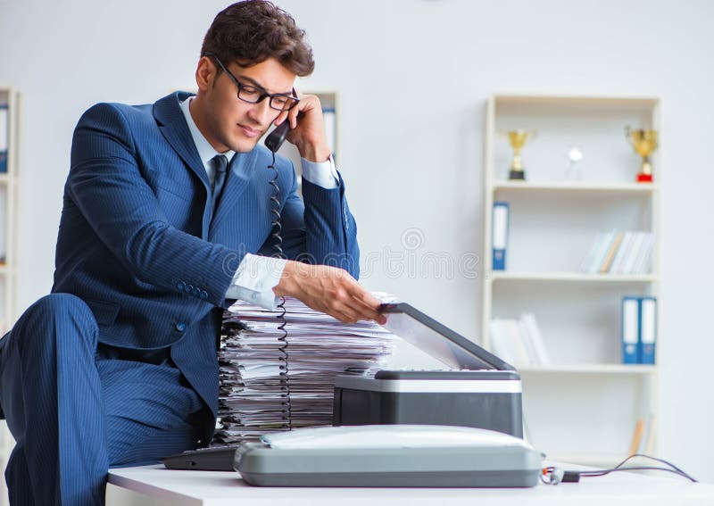 Businessman Making Copies in Copying Machine Stock Image - Image of ...