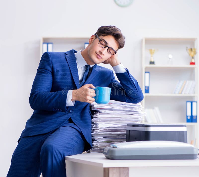 Businessman Making Copies in Copying Machine Stock Image - Image of ...