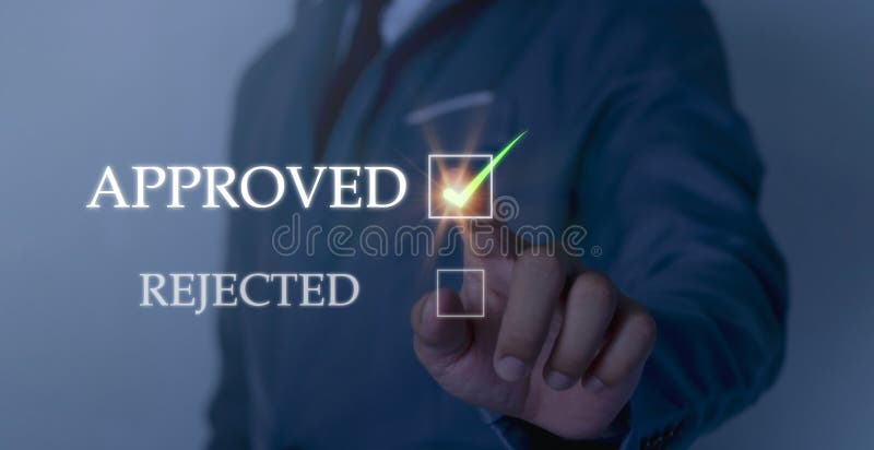Businessman Making Correct Mark on Document or Project on Virtual ...
