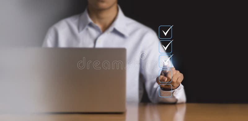 Businessman Making Correct Marks, Marks for Checklist, Document Quality ...