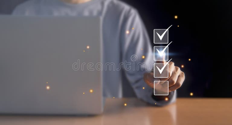 Businessman Making Correct Marks, Marks for Checklist, Document Quality ...