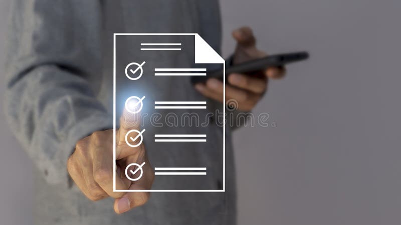 Businessman Making Correct Marks, Marks for Checklist, Document Quality ...