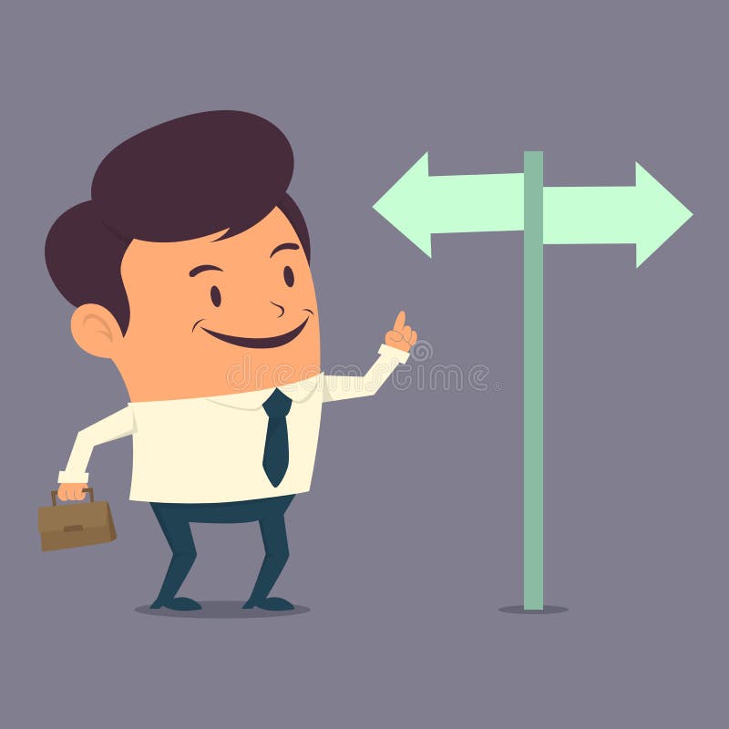 Businessman Making Decision Stock Vector - Illustration of signpost ...