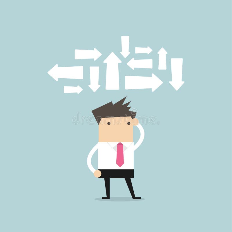 Businessman Making Decision Where To Go Next Business Direction