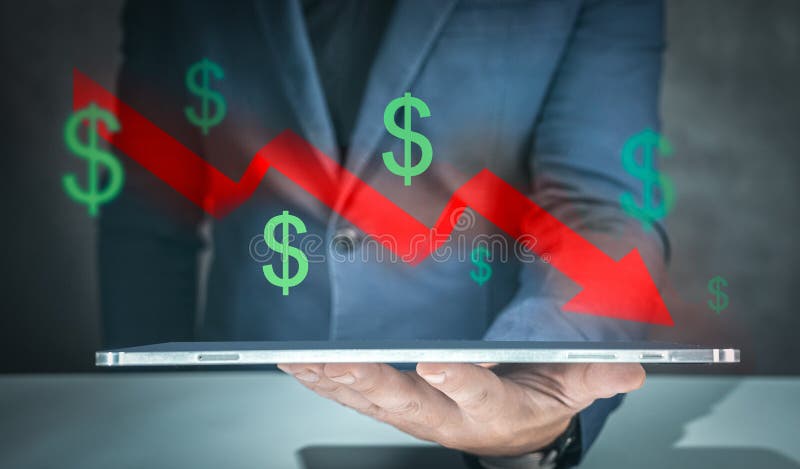 Businessman Making Decrease Chart. Global Financial Crisis. Concept of Economic Downturn ...