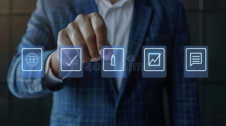 Businessman Making Digital Approve Interface in Modern Workspace ...