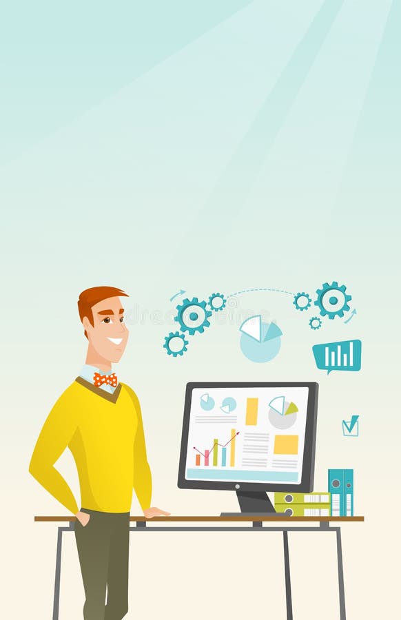 Businessman Making Presentation on Computer. Stock Vector ...