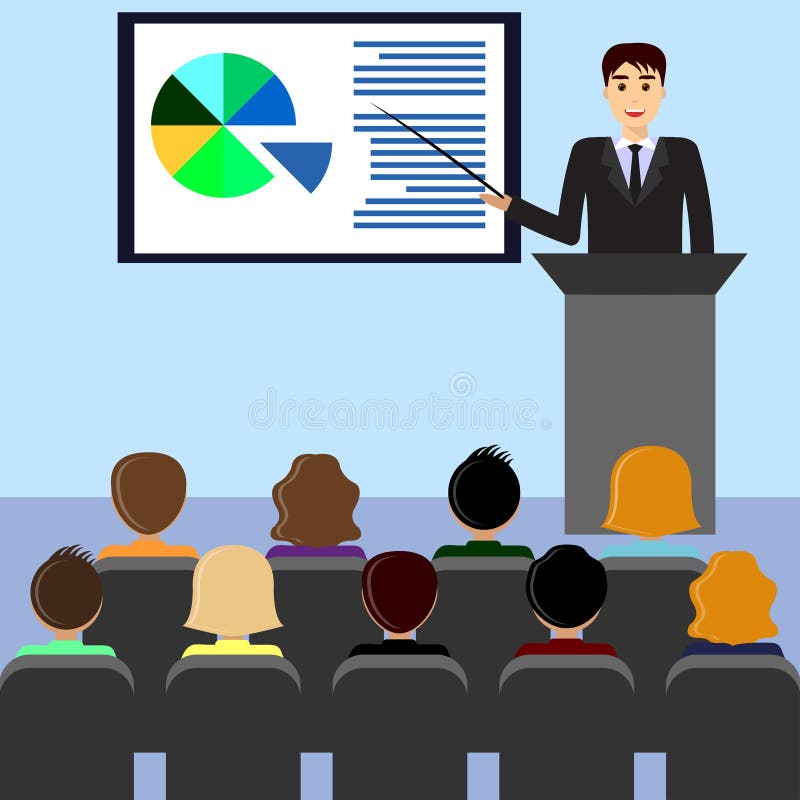 Businessman Making Presentation, Podium Stock Vector - Illustration of ...