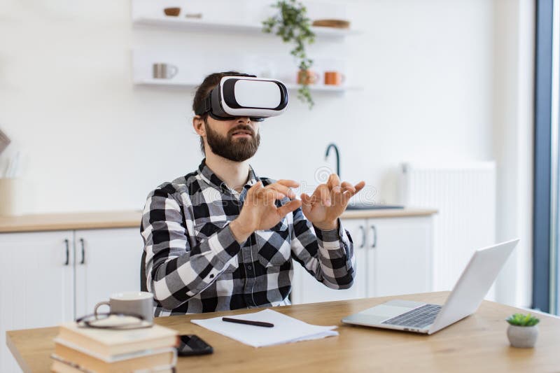 Businessman Making Presentation Using New Gadget during Remote Working ...