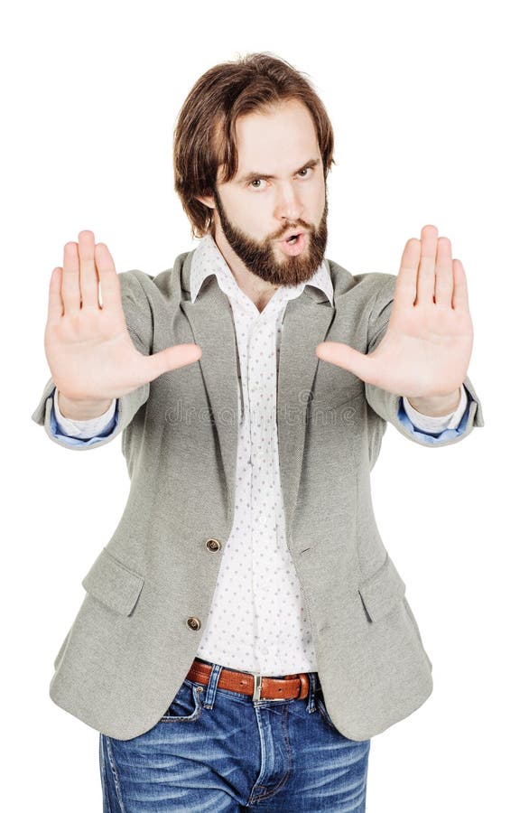 Man Making Stop Sign with Hand. Emotions and People Concept Stock Image ...