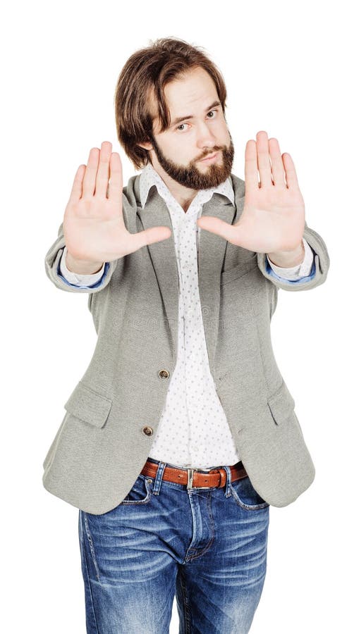 Businessman Making Stop Sign with Hand. Emotions and People Concept ...