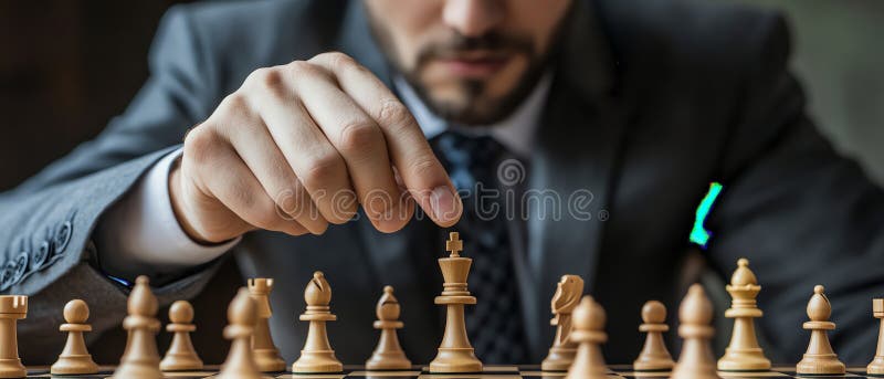 Businessman Making a Strategic Move in a Chess Game, Illustrating ...