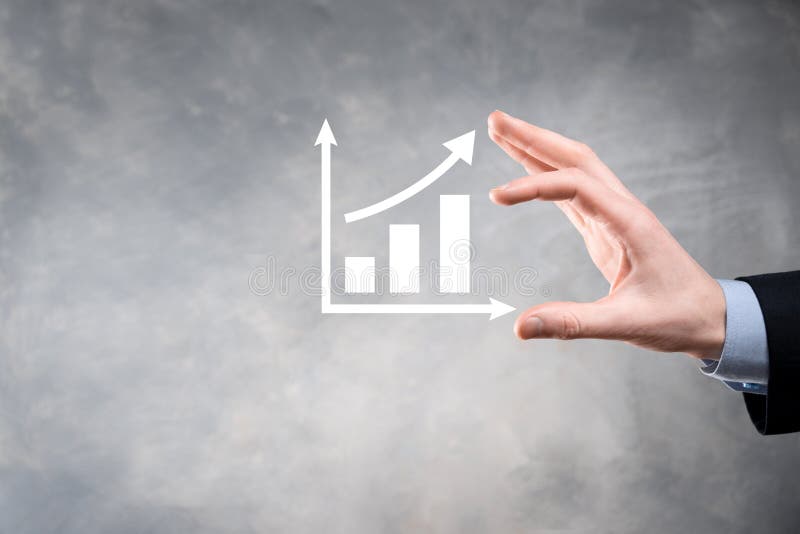 Businessman Man Holding a Graph with Positive Profits Growth. Plan ...