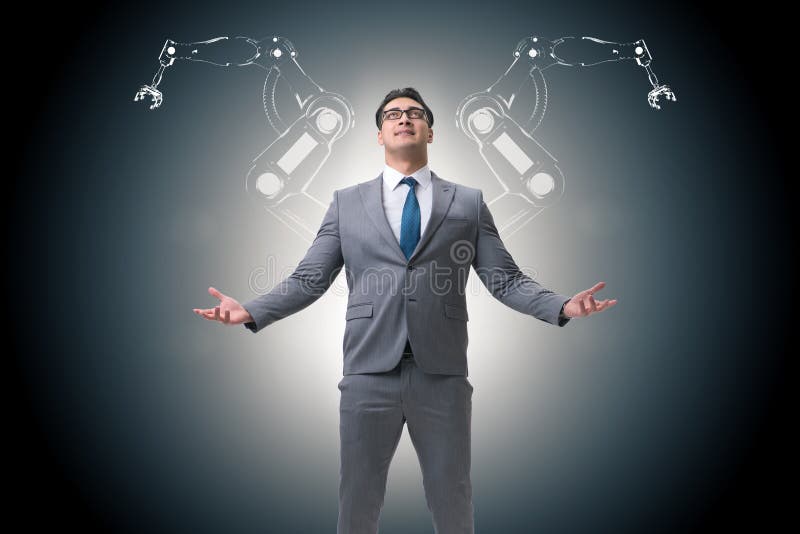 The Businessman Man with Robotic Arms Stock Image - Image of medicine ...