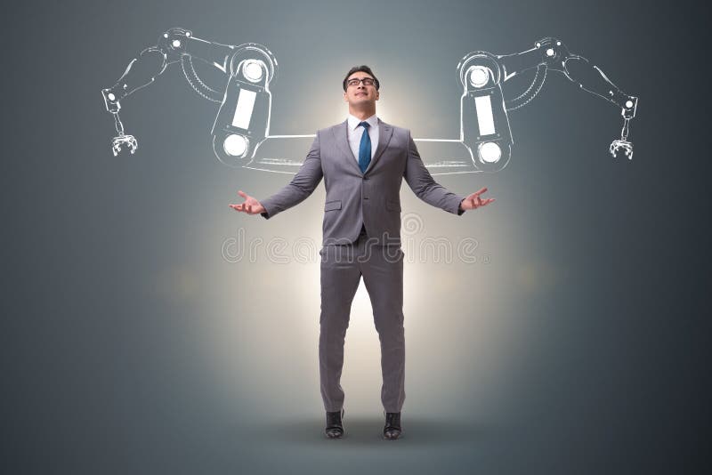 The Businessman Man with Robotic Arms Stock Photo - Image of medicine ...