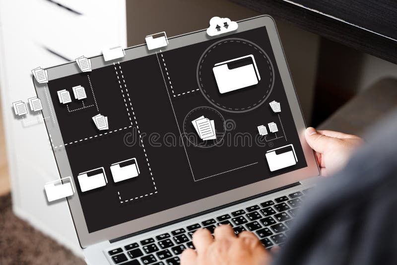 Businessman Manage Files Documentation Working Modern Computer Document ...