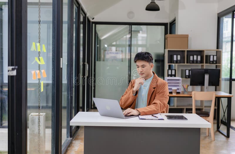 Businessman, Manager, CEO, Handsome Asian Man, Middle Aged Man Sitting ...