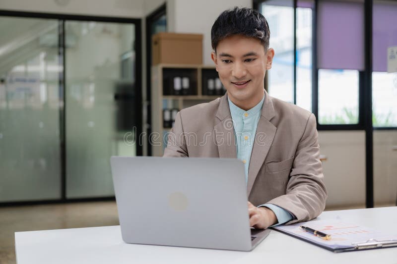 Businessman, Manager, CEO, Handsome Asian Man, Middle Aged Man Sitting ...