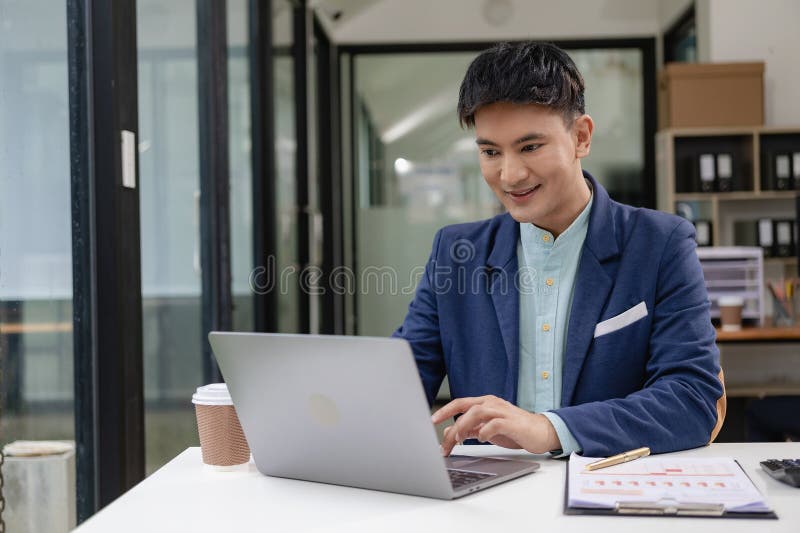 Businessman, Manager, CEO, Handsome Asian Man, Middle Aged Man Sitting ...